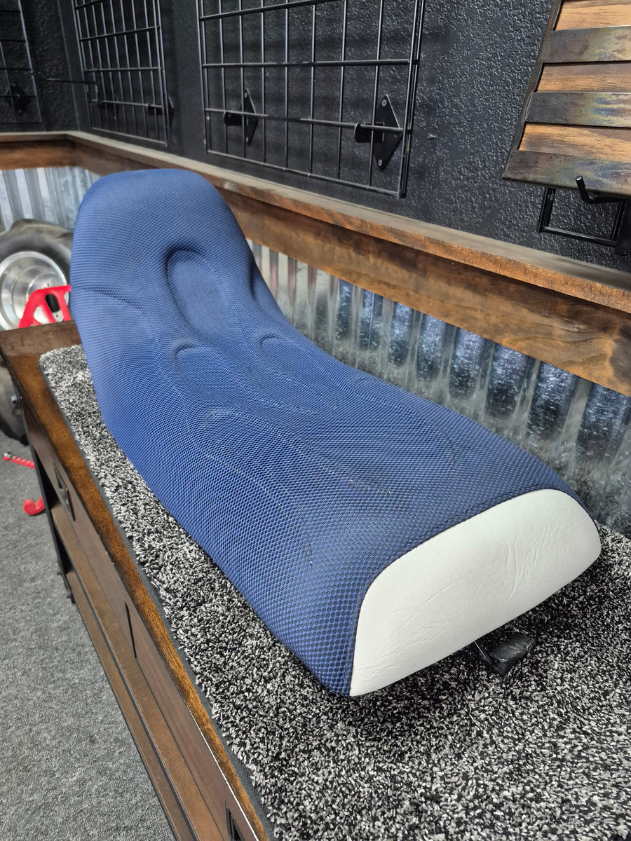 Custom Banshee Seat-Blue Flames – Stellar Machine and Performance LLC